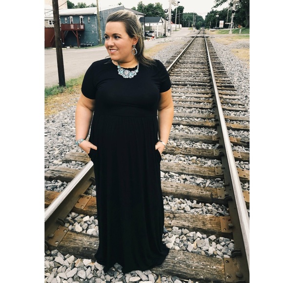 Dresses | 3x Plus Size Fit And Flare Black Maxi Dress | Poshmark